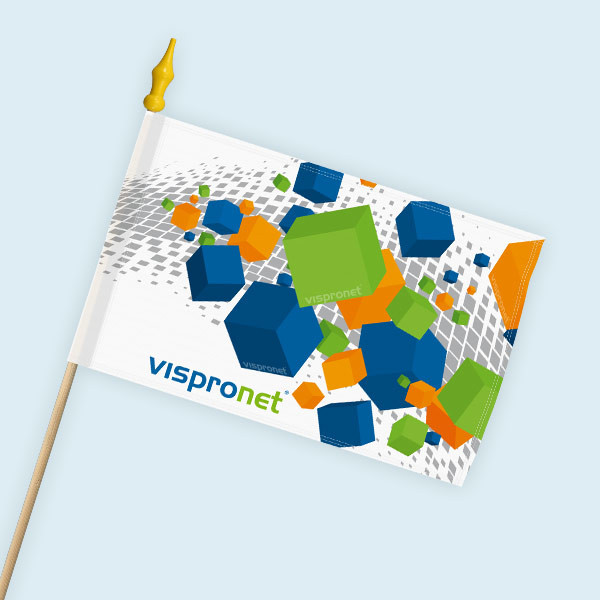 Print & buy online small flags with hemstitch from Vispronet®